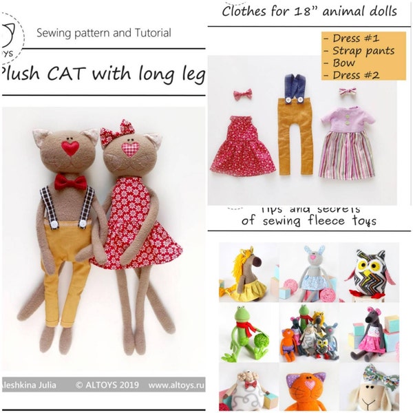Cat Doll SEWING PATTERN Stuffed Cat Doll Pattern PDF With Set of ...