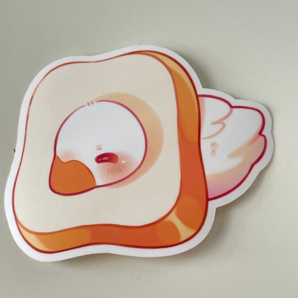 Bread Duck Waterproof Vinyl Sticker | Kawaii Cute Chibi Duck Farm ...