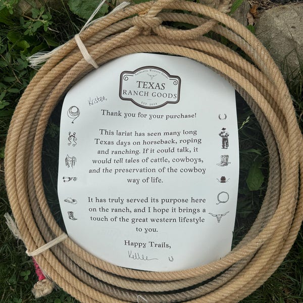 Authentic Cowboy Lariat Rope | Real Used Lasso | Western Ranch Decor ...