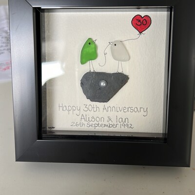 Pearl Wedding Pebble Art Anniversary Picture, 30th Anniversary, Wedding ...