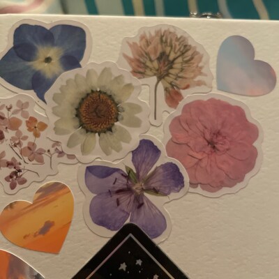 Pressed Flowers Stickers Set, Dried Flowers Stickers Pack, Floral ...