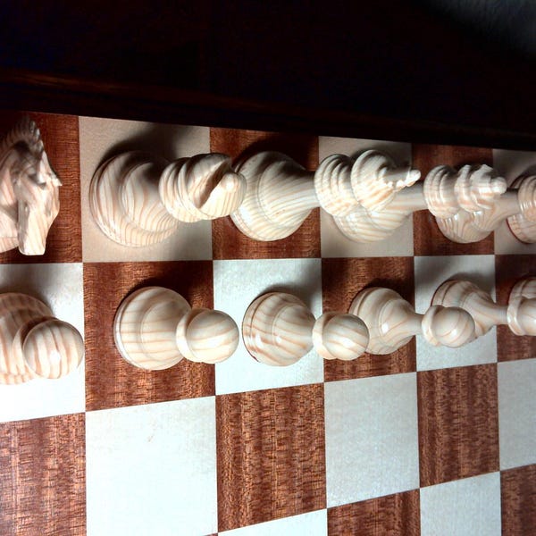 Handmade Wooden Chess Set in the Form of a Rook. Chess Tower. Playfield ...