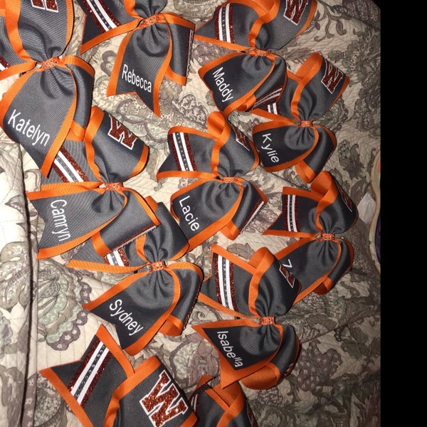 Personalized 3" Texas Size Cheer Bow - Double Layer - Stripe ...