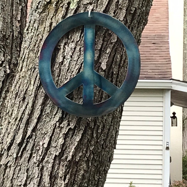 Recycled Steel Iridescent Colored Peace Sign Wall Decor Metal Custom ...
