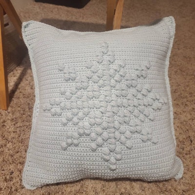 Christmas Crochet Pillow Pattern Snowflake Crochet Pillow DIY Farmhouse ...