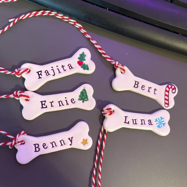Dog Bone Personalised Clay Decorations Pets, Personalised, Handmade ...