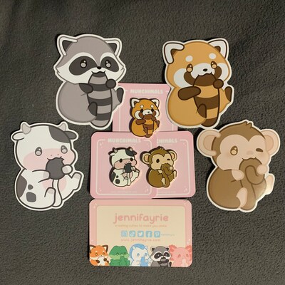 Cute Cow Munchimal Kawaii Animal Large Gloss Vinyl Notebook Laptop ...