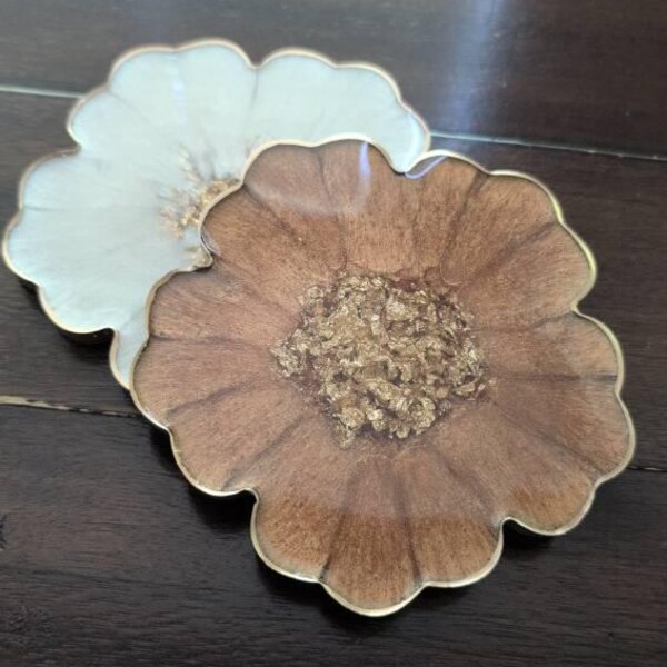 Ocean Inspired Collection - Gold Accented Flower Handmade Resin ...