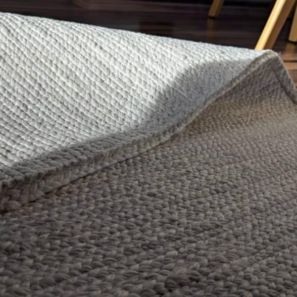 Indian Hand Braided Oval Jute Rug Beige White With Black Design Rug ...