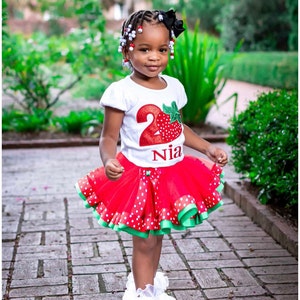 Birthday Strawberry Tutu Set Custom Embroidery / Personalized ...