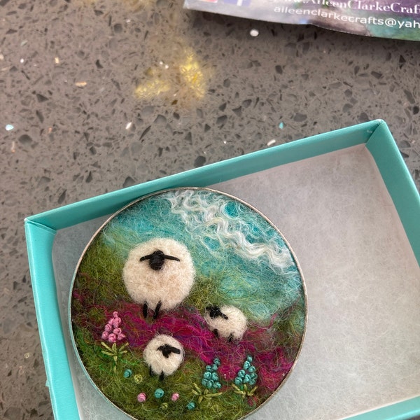 Sheep and Lamb Tin, Small Round Storage Box With Scottish Cottage Scene ...