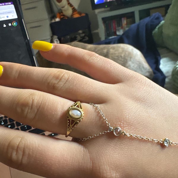 18K Gold Victorian Pearl Ring, Vintage Pearl Ping, Statement Ring ...