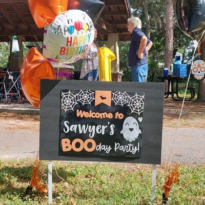 Halloween Boo-day Party Welcome Sign, Ghost Birthday Sign, Kid ...