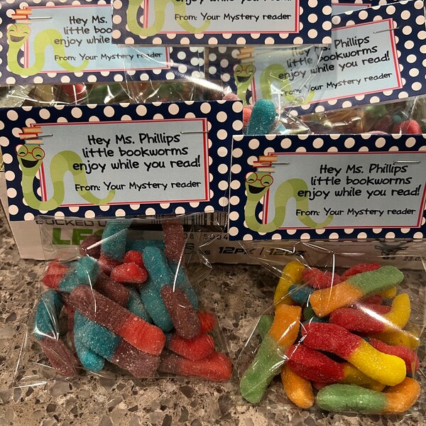 Bookworm Toppers, School Treat Bag Favors, Back to School Treats ...