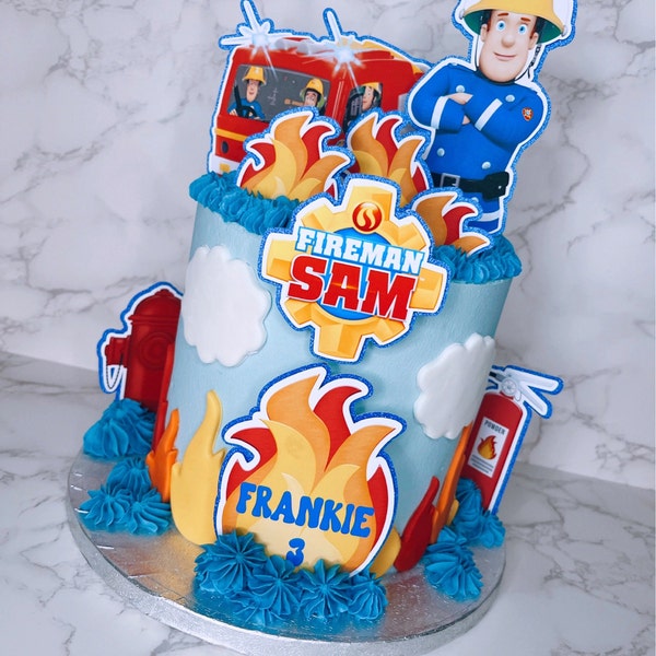Fireman Sam Cake Topper, Fireman Cake Topper, Fire Engine Cake Topper ...