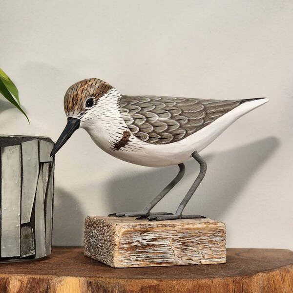 Sanderling Straight- Hand Carved Wooden Shorebird - Etsy