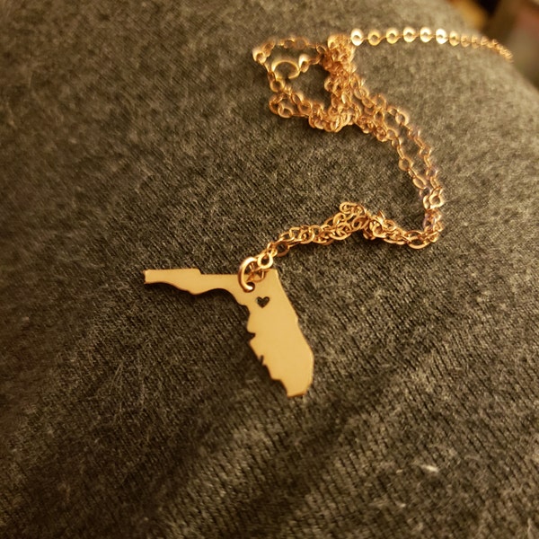 Personalized Florida State Necklace – Sterling Silver, Gold Filled ...