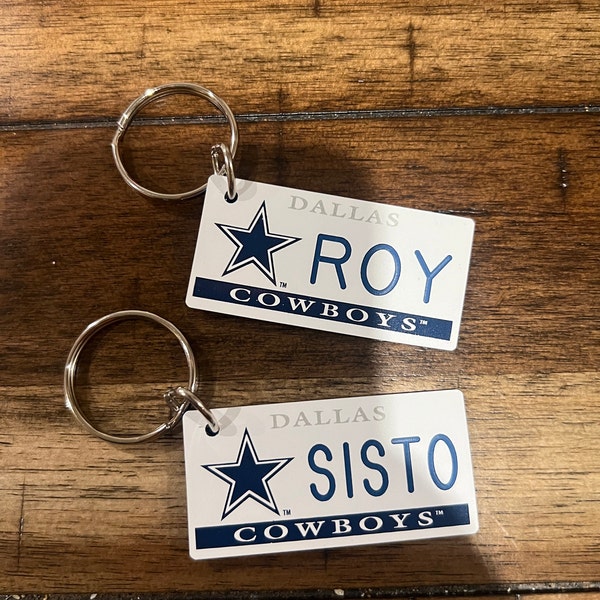Personalized Dallas Cowboys Keychain Tag - Custom Engraved - Retro Key ...