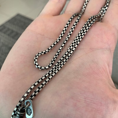 3.1mm Sterling Silver Round Box Chain Made to Order With Deep Antique ...