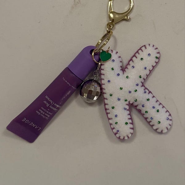 Glossier Brand Keychain Cap key Ring Included Chapstick and Lip Balm ...