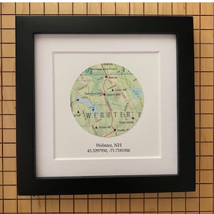 Framed Map Coordinates 5x5 Inch Frame Engagement Gift Map Heart Choose ...