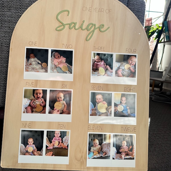 First Birthday Photo Board / One Year of Baby Memory Board / Birthday ...