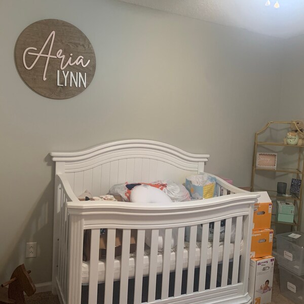Round Wood Nursery Name Sign, Name Sign for Nursery Boy Girl Nursery ...