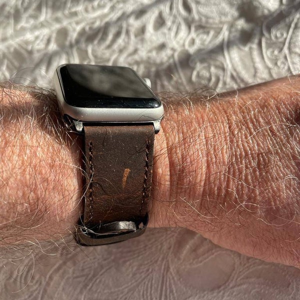 Personalised Leather Apple Watch Strap 38mm 40mm 41mm 42mm 44mm 45mm ...
