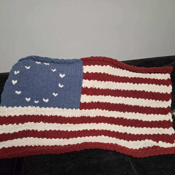 American Flag Finger Knit Pattern / Betsy Ross Flag / Finger Knitting ...