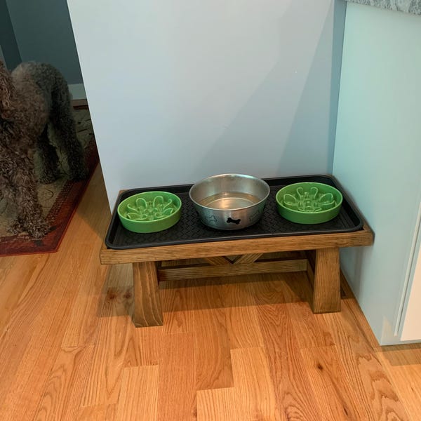 Farmhouse Dog Feeder | Dog Food Stand Table | Elevated Dog Bowl Holder ...