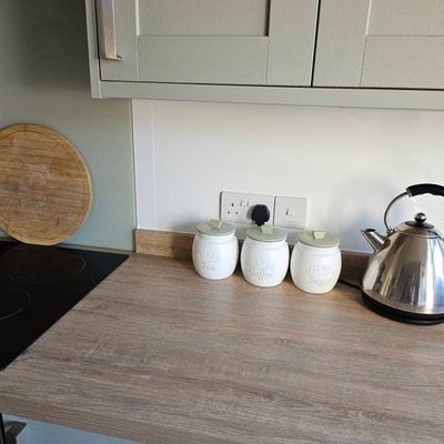 Sage Green Tea Coffee Sugar Canisters Biscuit,utensil, Jars Bread Bin ...