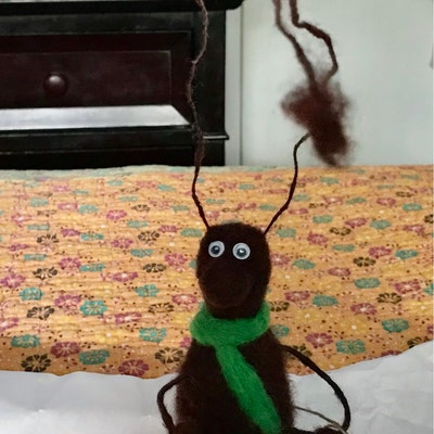 Needle Felted Animal Interior Toy Cockroach With A Cup of Tea. Stuffed ...