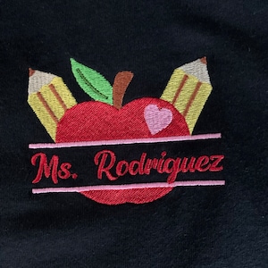 APPLE FOR TEACHER Monogram Split Frame Machine Embroidery Design Filled ...