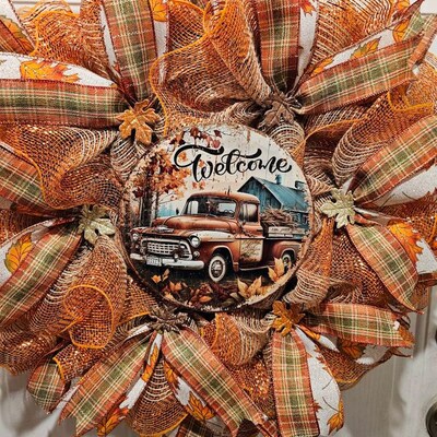 Fall Scarecrow Wreath Sign Metal Wreath Sign Wreath - Etsy