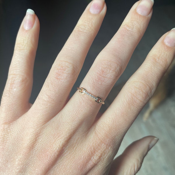 14k Gold Rope Braid Stack Ring With Micro Pave Diamonds - Handcrafted Fine Jewelry on Etsy ...