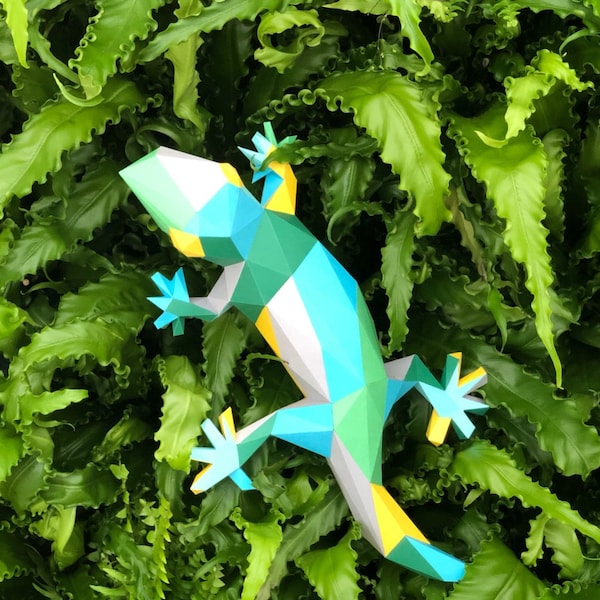 Lizard Papercraft PDF, DIY Reptile Wall Decor, Low Poly 3D Printable ...