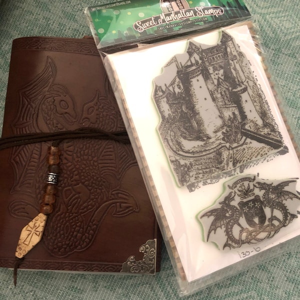 130-b Medieval Stamp Set : Large Castle, Medieval Crest, Deep Etched ...