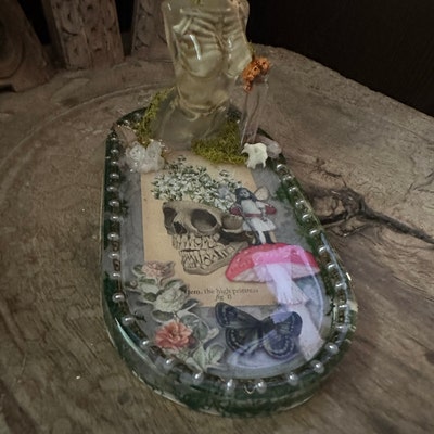 Found Objects Skeleton Figure Vignette Shelf Collage Art Vintage Art ...