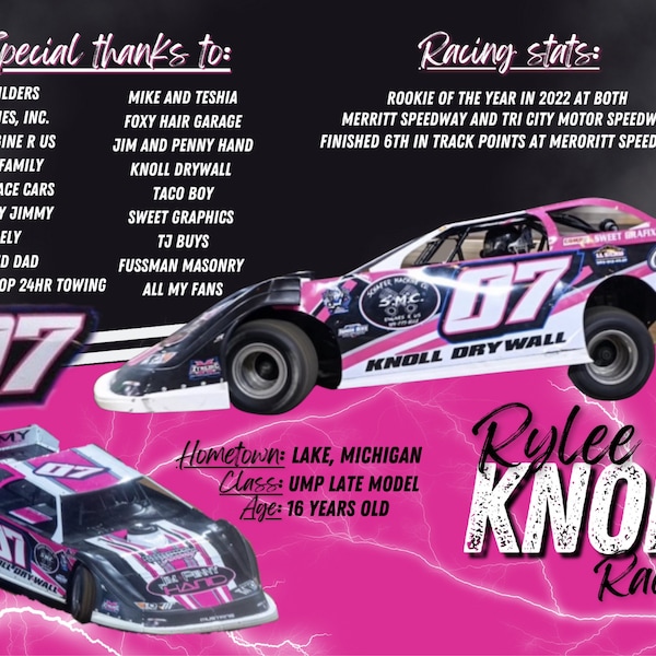 Custom Racing Hero Cards / 2 Sided Design for 5x7 Cards / Digital ...