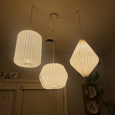 Large Pumpkin Paper Lampshade Decorative , Pendent Origami Lights White ...