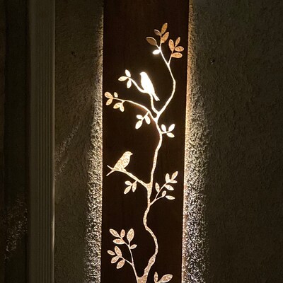 Birds on Tree Branches, Rusty Privacy Screen, Garden Panel, 60x12 ...