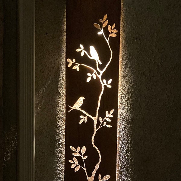 Birds on Tree Branches, Rusty Privacy Screen, Garden Panel, Garden ...