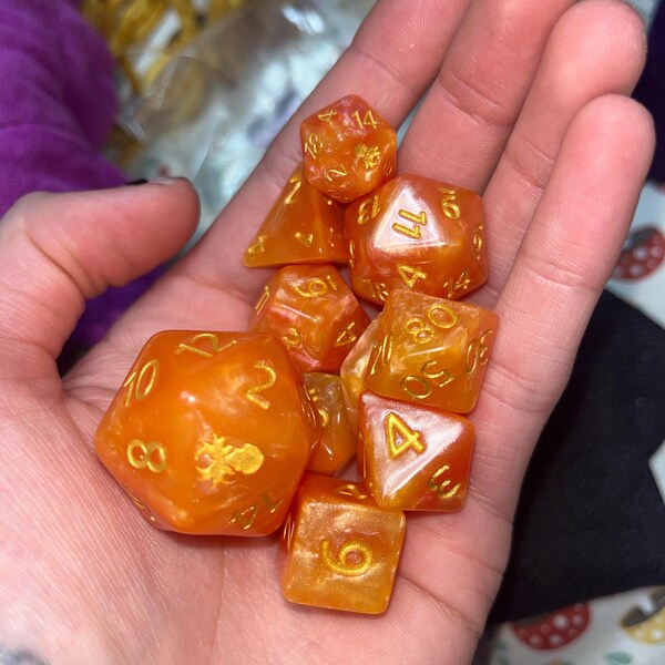 Alchemical Fire 14pc Orange and Red Gold Ink Kraken Dice Set | Dungeons ...