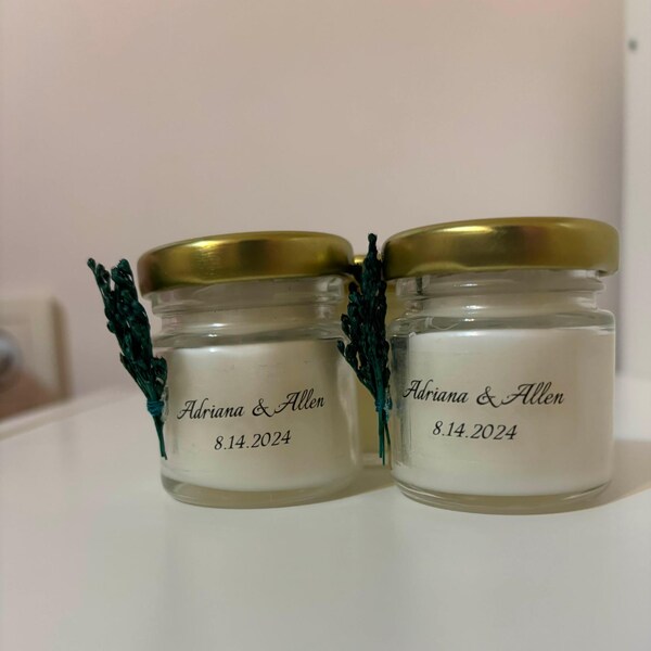 Personalized Mini Jar Candle Favors, Wedding Favors for Guests in Bulk, Bridal Shower Candle ...