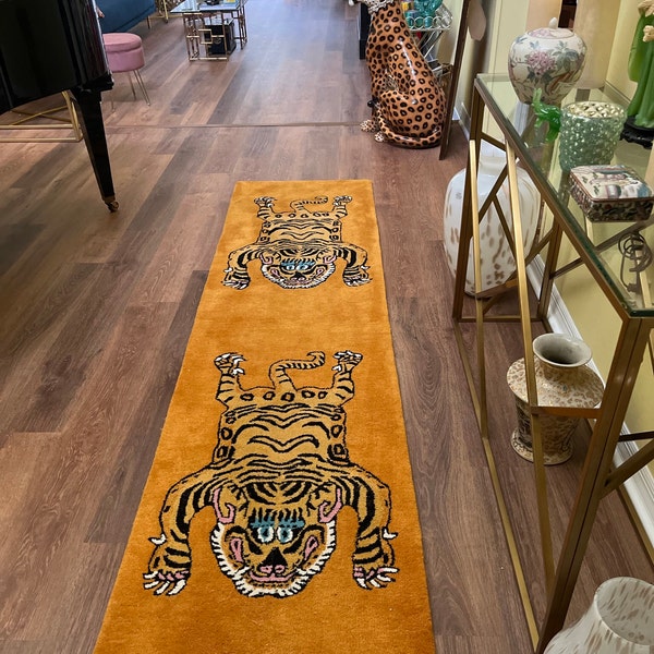 HAND TUFTED Carpet-new Colour Golden Orange Tibetan Tiger Stair Rugs ...