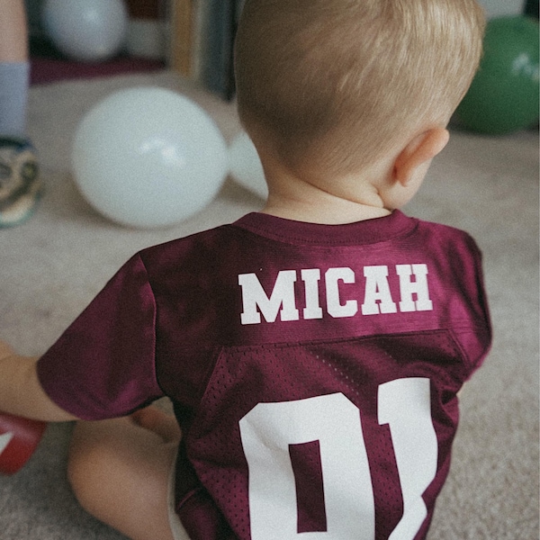 Custom Football Baby Jersey First Birthday Outfit Infant Toddler ...