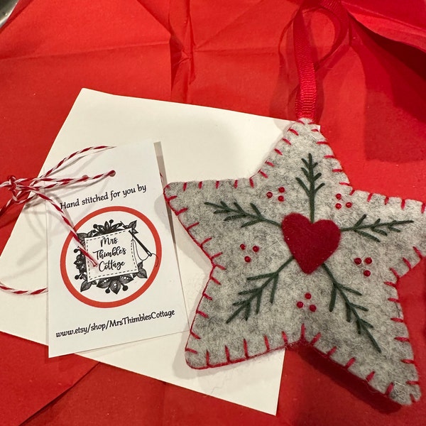 Pale Gray Wool Felt Star, Star Ornament, Scandinavian Felt Ornaments ...