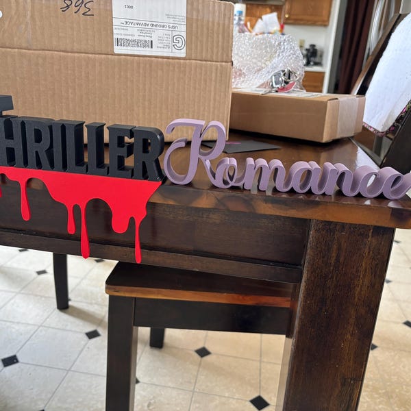 Romance Bookshelf Sign Library Book Lover Gift Custom Colors Book Club ...
