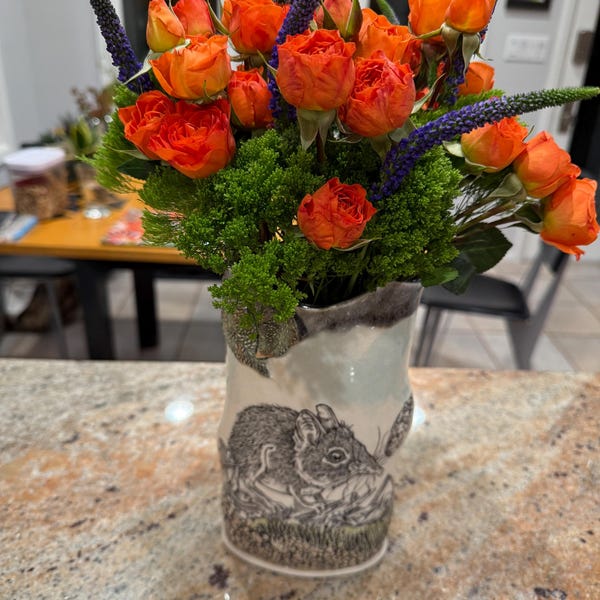 Handbuilt Ceramic Wren Art Vase, Hand Drawn Pottery, Unique Sculpted ...