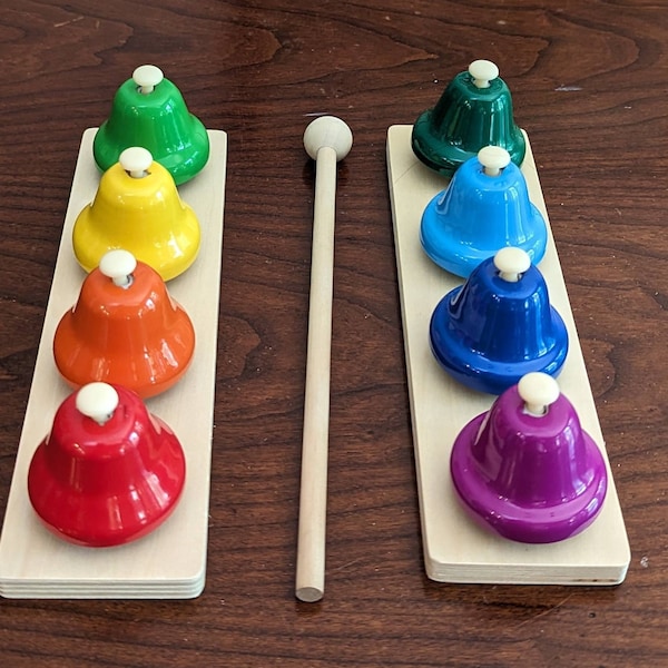 Wooden Desk Bells Set | 8 Notes Diatonic Hand Bells Kids Musical ...